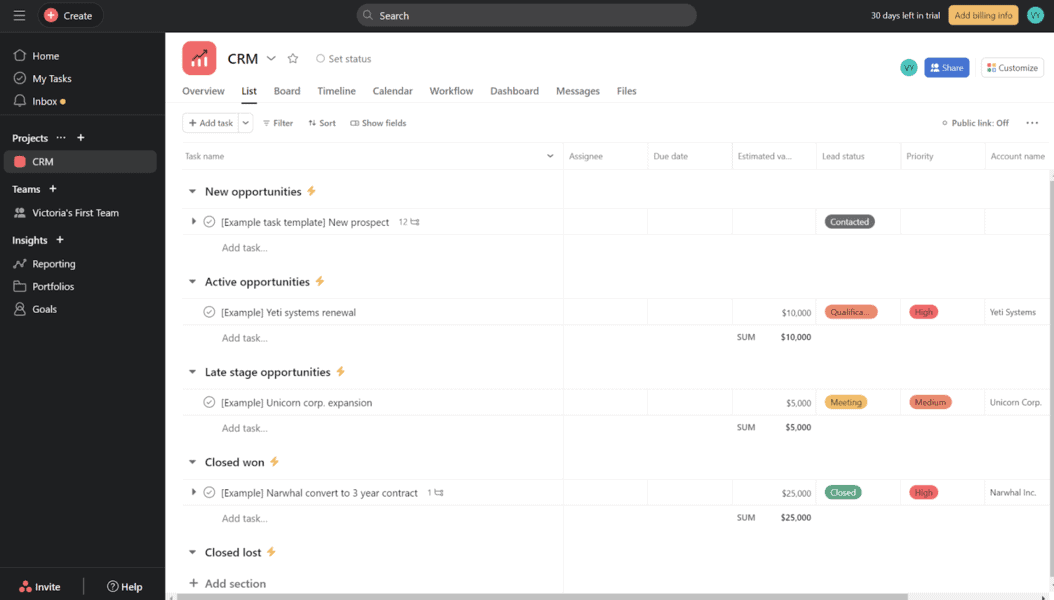 How to Use Asana as a CRM